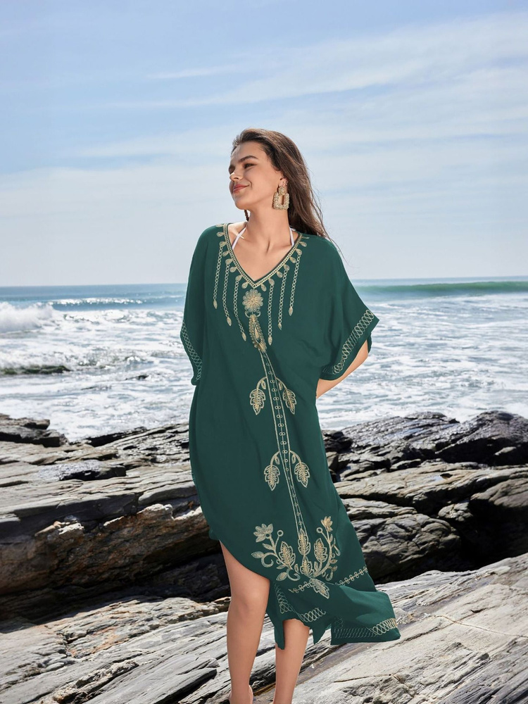 Платье пляжное Женский Ridges Clothes авокадо, зеленый сари Пляжный ...