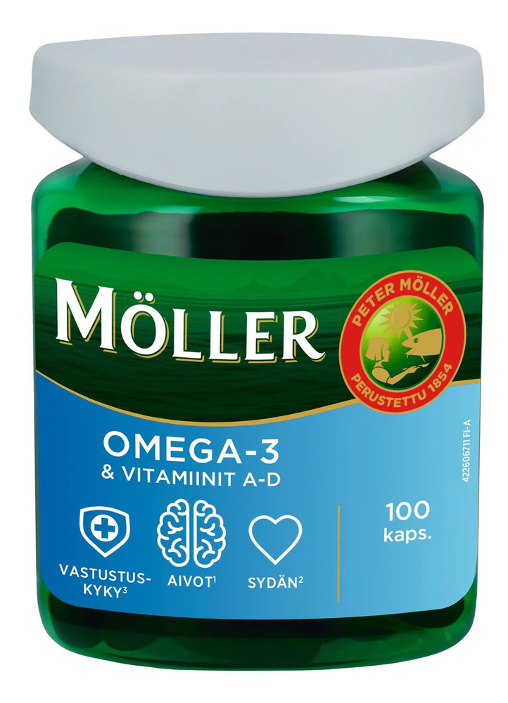 Moller Tupla Omega 3 рыбий жир в капсулах c витаминами A D 100 шт ...