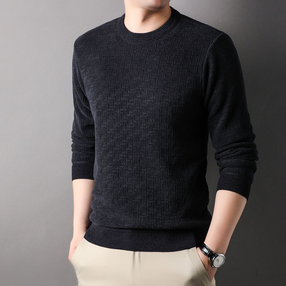 Свитер Мужской MOOCIE маренго Хлопок, размер 56 Без застежки Аппликация свободный Длинный ...