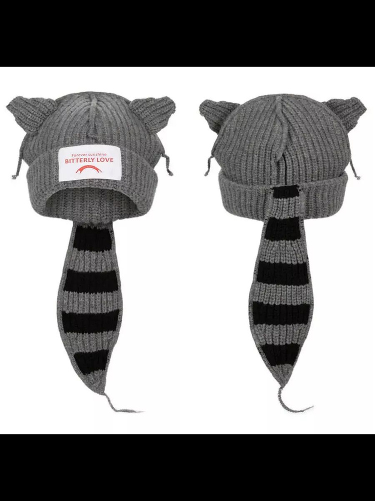 Шапка с ушками BITTERLY LOVE /Шапка вязаная stray kids с ушками и ...