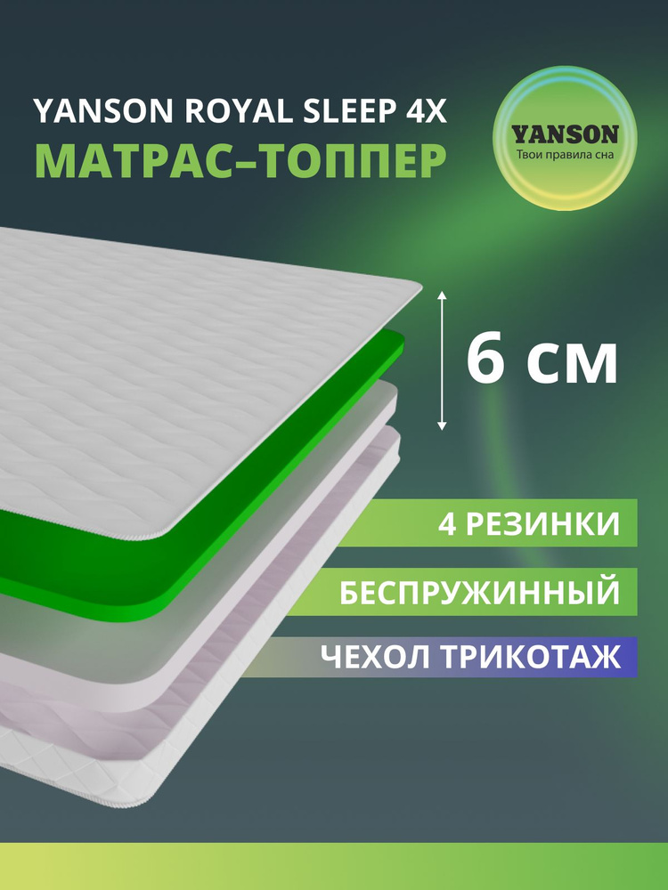 Матрас YANSON Royal_Sleep_160_200_трикотаж, Беспружинный, 200x195 см ...