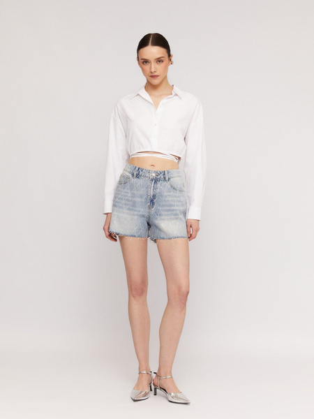 Шорты Женский Zolla Повседневный голубой, размер 48 Хлопок, Полиэстер, рост 164-176 купить c ...