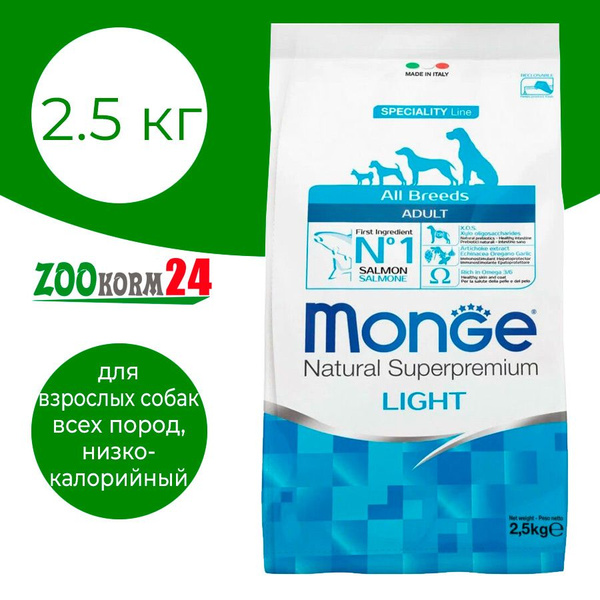Monge Dog Light All Breeds Adult сухой корм для взрослых собак всех ...