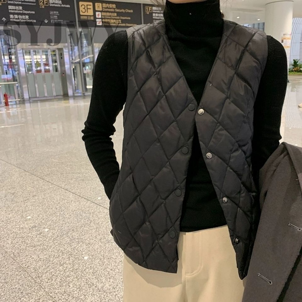 Жилет Женский SYJWY черный Лавсан, размер 54 Пряжки облегающий с открытыми плечами Кнопки Аргайл ...