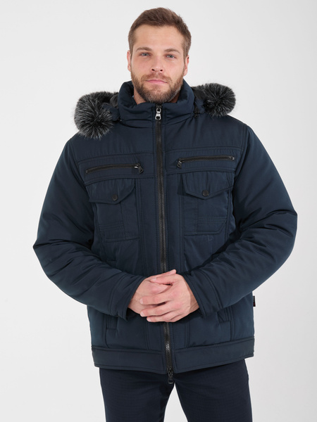 Куртка Мужской KINGSO MENS Капюшон темно-синий, синий Полиэстер, размер 50 Средний Зима ...