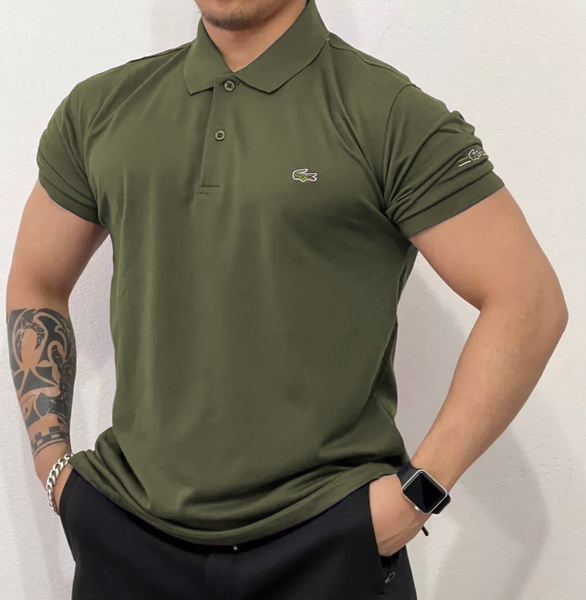 Поло Мужской CHAOPAI зеленая оливка Короткий, размер 50 Хлопок прямой Повседневный Китай купить ...