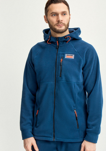 Толстовка Мужской Morran Brave Капюшон синий Молния Флис, размер 56 оверсайз Длинный Однотонный ...