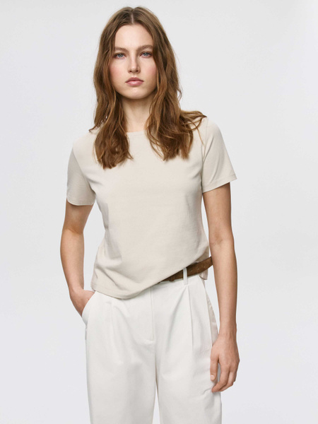 Футболка Женский SELA светло-бежевый, размер 42 Повседневный Узбекистан купить c доставкой на ...