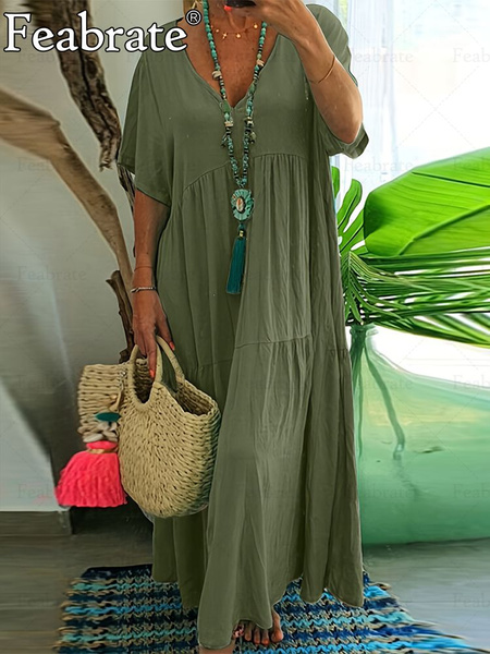 Платье Женский Feabrate зеленый Повседневный Средний Политекс, Поролон, размер 58, 60 Без ...