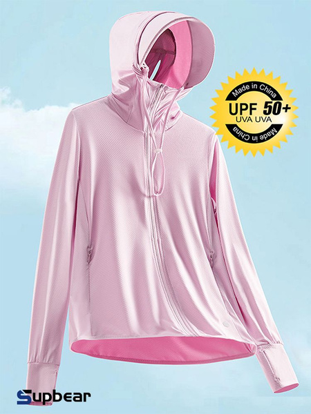 Худи Женский SUPBEAR Карманы, УФ-защита светло-розовый Молния для спорта Политекс, Поролон ...