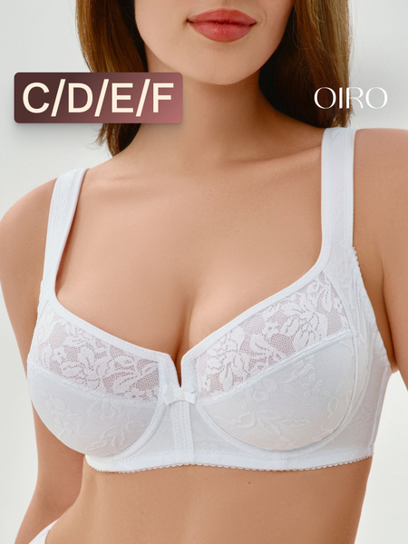 Бюстгальтер Женский OIRO мягкая чашка на каркасе, на косточках, размер 80D белый Нейлон, Эластан ...