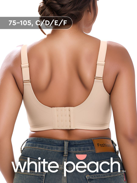 Бюстгальтер Женский white peach бесшовный, без косточек, размер 90E, 90F бежевый Нейлон ...