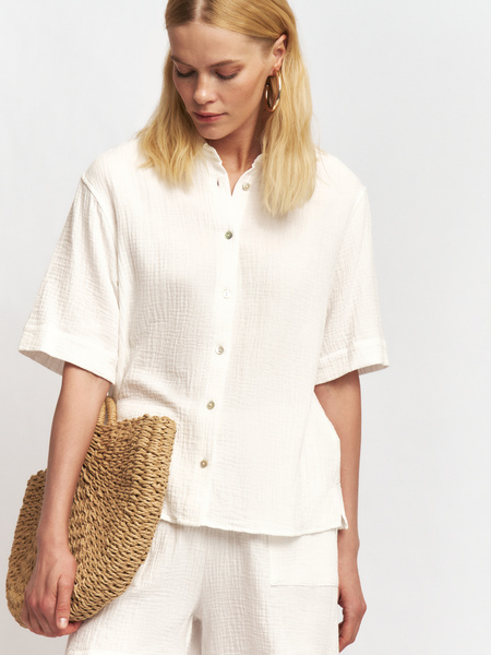 Блузка Женский Zolla белый Хлопок Короткий, размер 46 Китай Повседневный купить c доставкой на ...