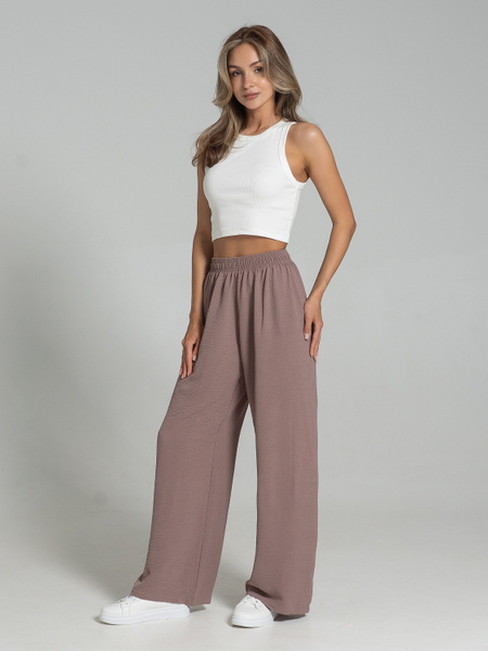 Брюки Женский Nana Perin бежевый Вискоза Повседневный, размер 46 Резинка прямой На любой сезон ...