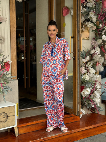 Комплект одежды Женский MARMELAD Домашний двойка голубой лед, красный, размер универсальный ...