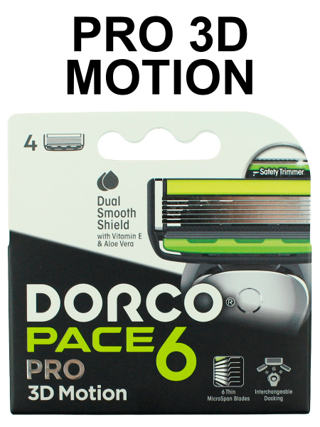 Сменные кассеты Dorco Pace 6 Pro 3D Motion 6 лезвий с триммером, 4 шт купить на OZON по низкой ...