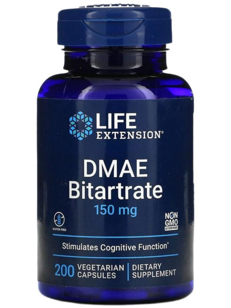 Life Extension, Битартрат ДМАЭ, 150 мг, 200 вегетарианских капсул ...