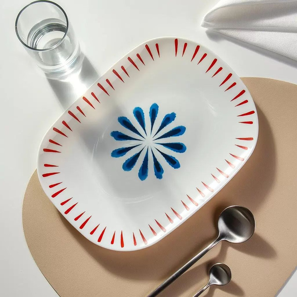 Блюдо сервировочное DANIKS, Стеклокерамика 1, диаметр30 см Можно использовать в СВЧ-печи, Можно ...