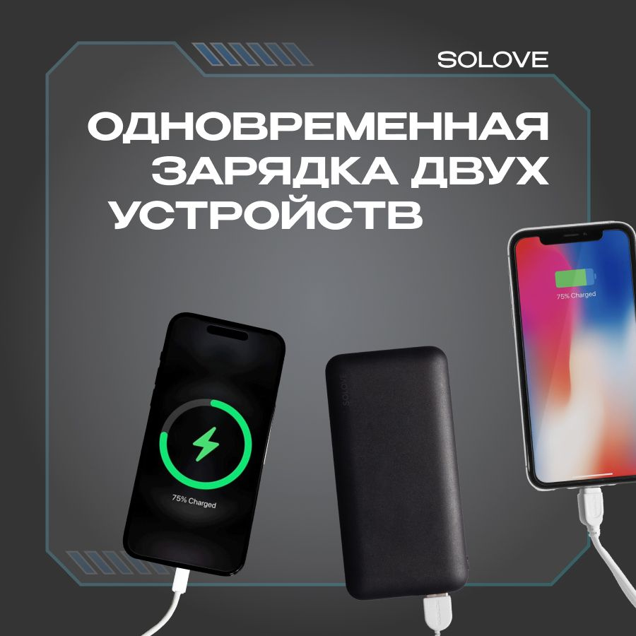 Внешний аккумулятор (Power Bank) SOLOVE Power Bank 10000mAh Type-C с ...