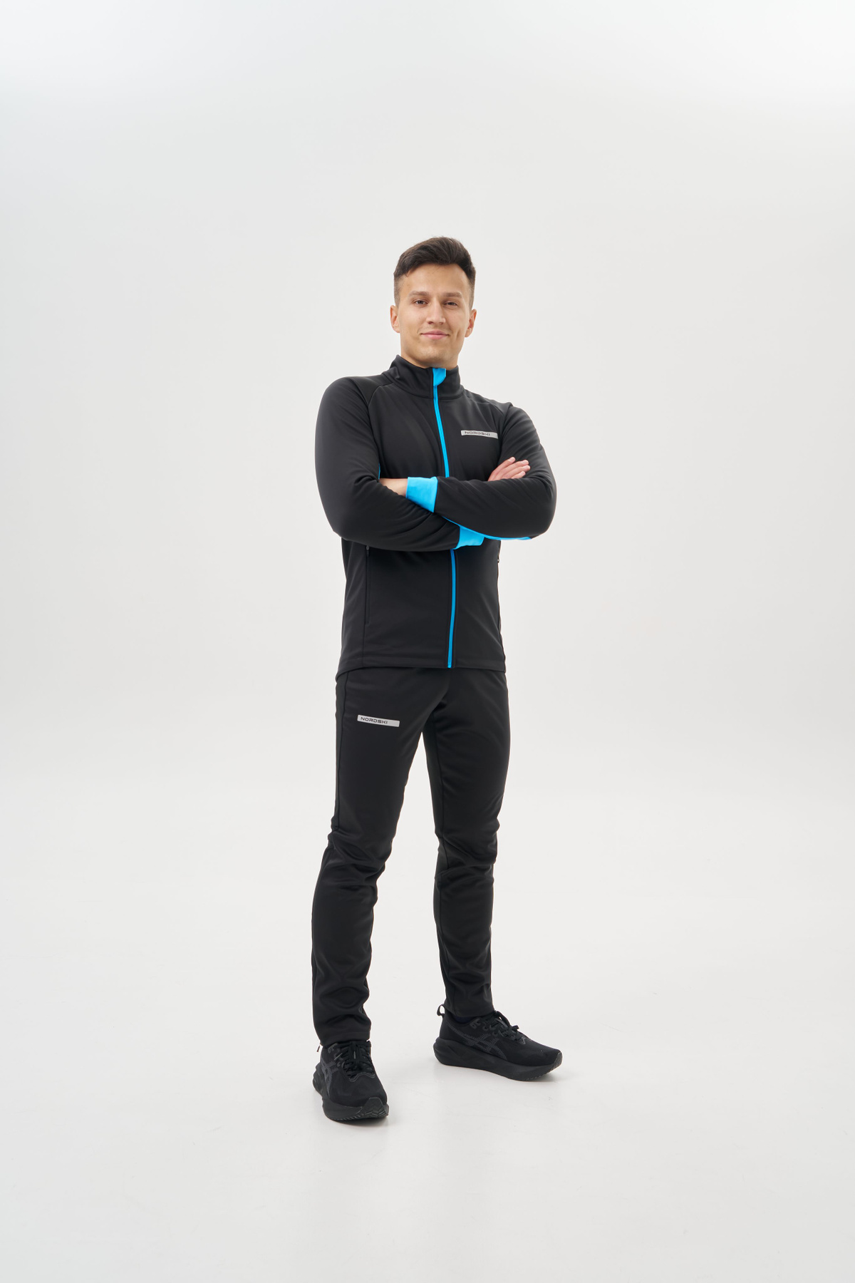 Костюм спортивный Мужской NORDSKI Спортивный черный, синий, размер 48 Softshell, Бифлекс Бег ...