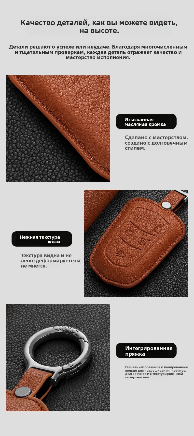 Кожаный чехол для автомобильного ключа с брелоком для Cadillac CT5, CT4, CT6, XT4, XT5, XT6, XTS ...