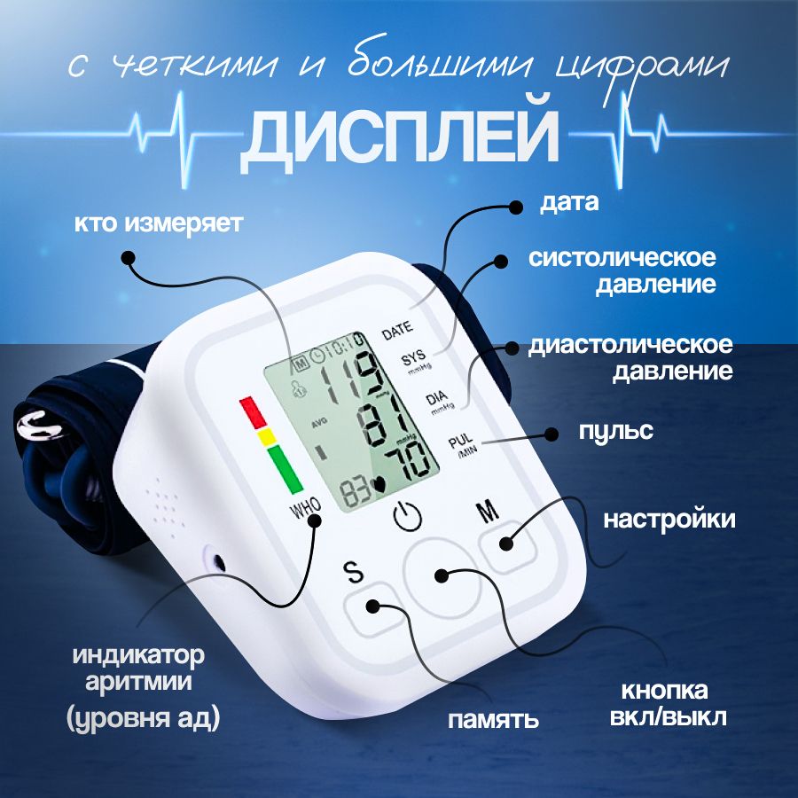 Тонометр автоматический для измерения давления / Автоматический ...