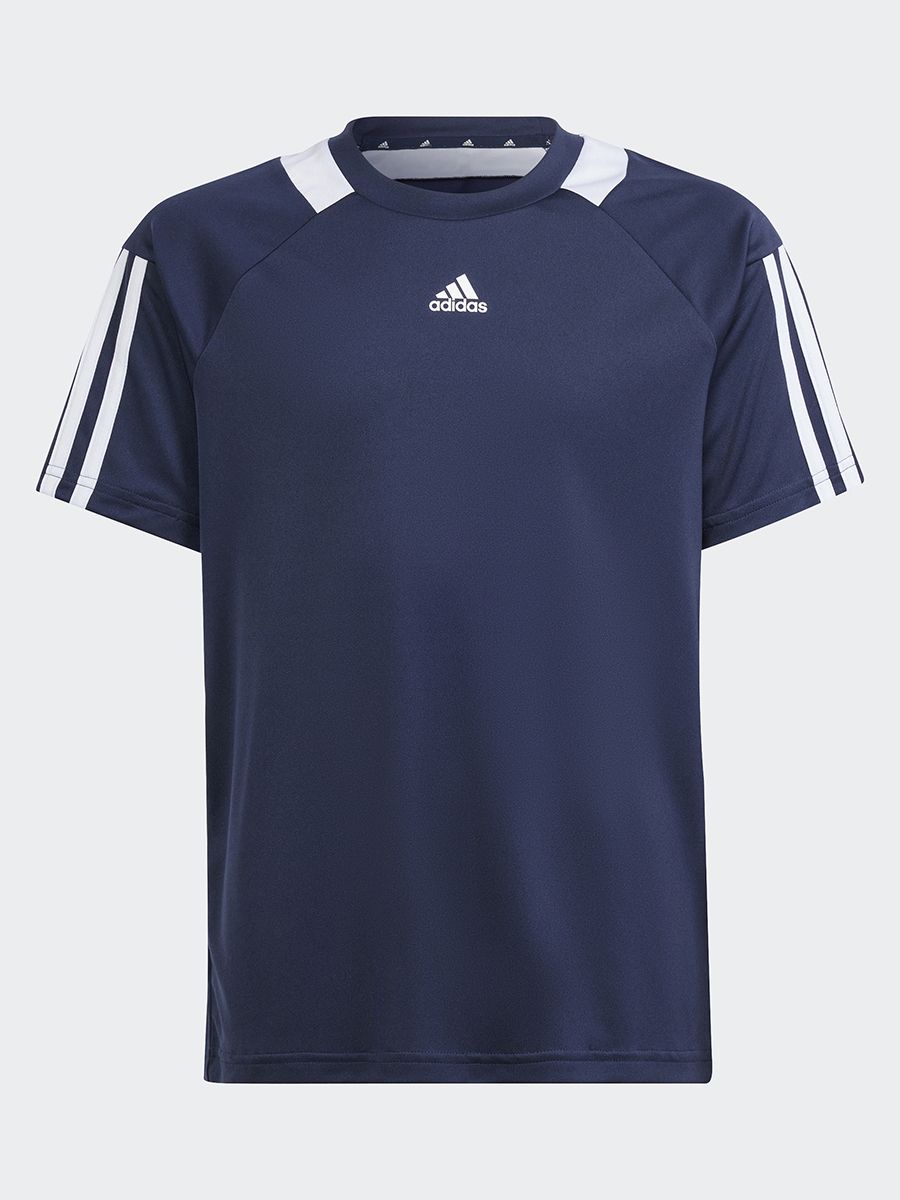 Футболка Мальчики adidas Sportswear темно-синий, белый, размер 116 ...