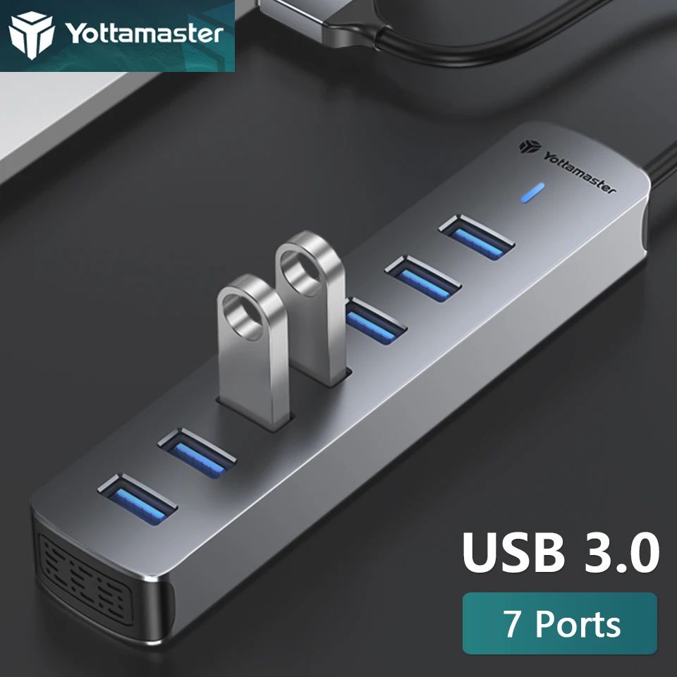 usb hub Yottamaster USB 3.0 7порта USB-A блок питания 3a USB-C, док ...