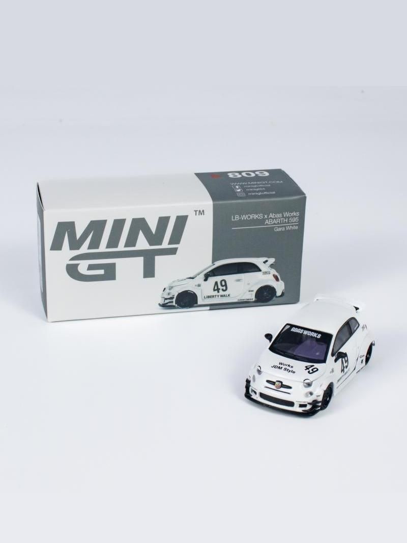 Машинка MINI GT 1/64 #809 LB-WORKS x Abas Works ABARTH 595 Gara White ...