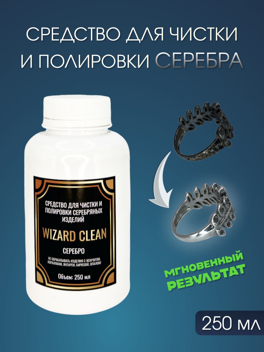 Средство для чистки и полировки серебряных изделий Wizard Clean 250мл ...