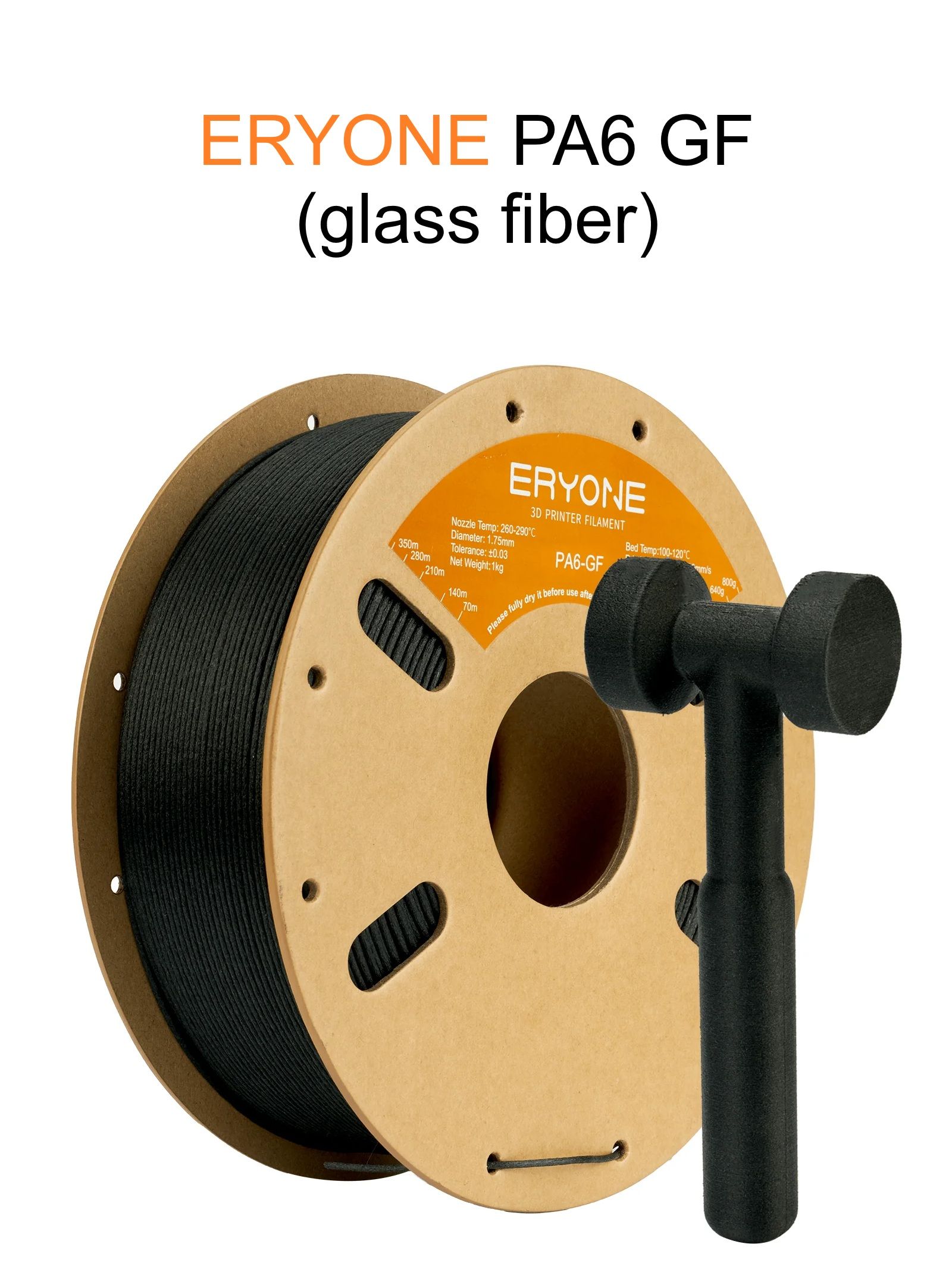 Пластик для 3d печати Eryone PA6 GF20 ( glass fiber) black, 1кг купить ...