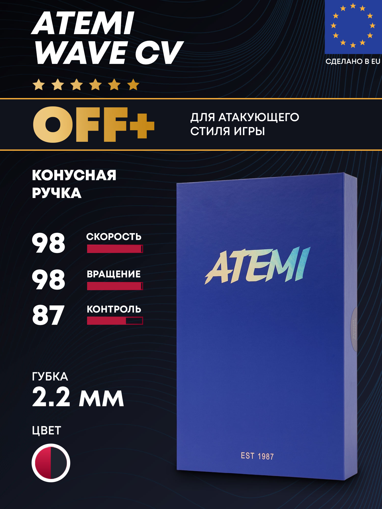 Ракетка настольного тенниса Атеми WAVE CV купить на OZON по низкой цене ...