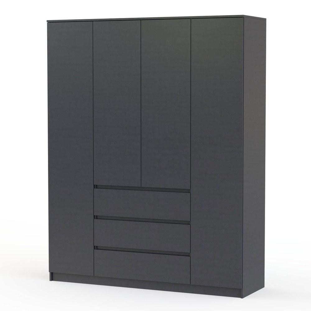 Шкаф распашной Bestmebel Мальм 4 с ящиками 180x60x220 см купить по