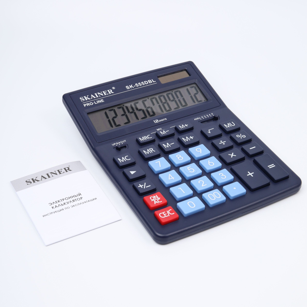 Калькулятор настольный SKAINER SK-555BL, 12 разрядный, с большим ...