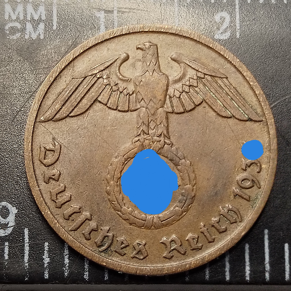 Третий рейх 2 пфеннинга 1937-40, бронза. Свастика. XF - купить в интернет-магазине OZON с ...