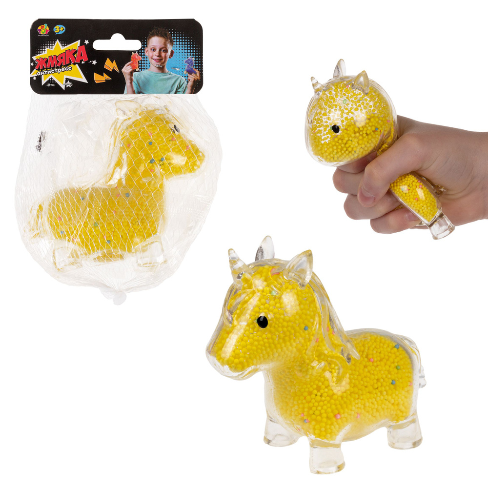 Игрушка антистресс для рук с шариками 1TOY Единорог, резиновая ...