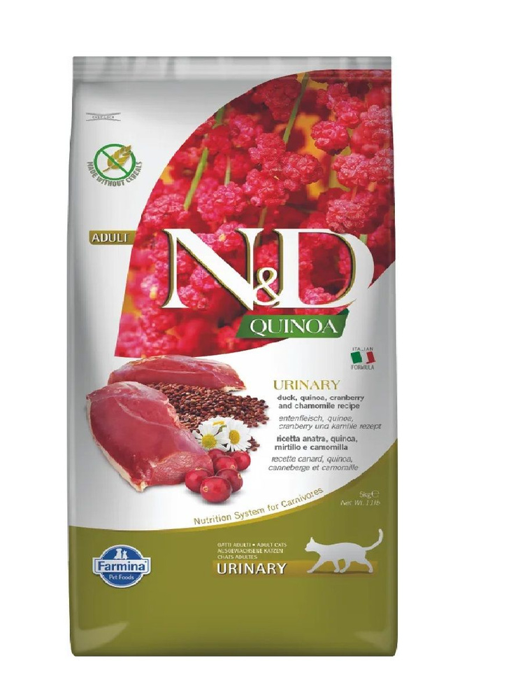 Farmina Корм сухой ND CAT GF Quinoa Urinary Duck для взрослых кошек с ...