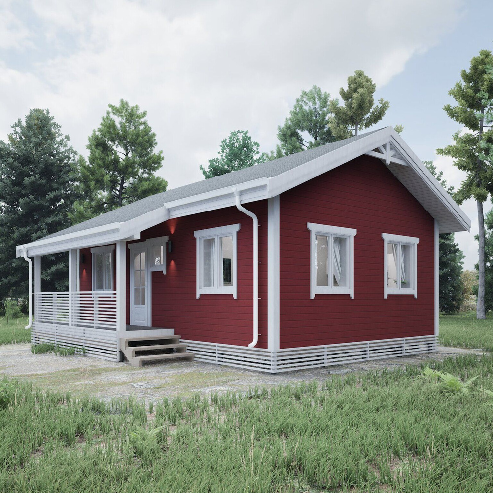 Простой и уютный дом для жизни. Готовый проект каркасного дома 6х9 м ...