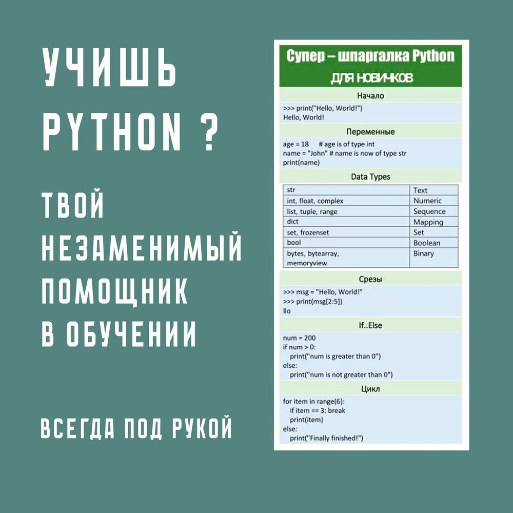 Python шпаргалка для новичков - купить с доставкой по выгодным ценам в интернет-магазине OZON ...