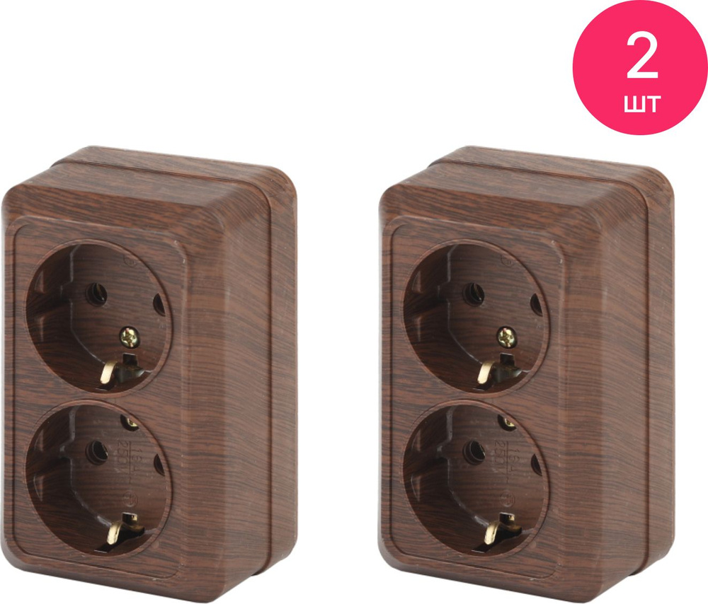 Розетка силовая штепсельная ЭРА Intro Quadro 2-204-10 2х2P+E Schuko 16А ...