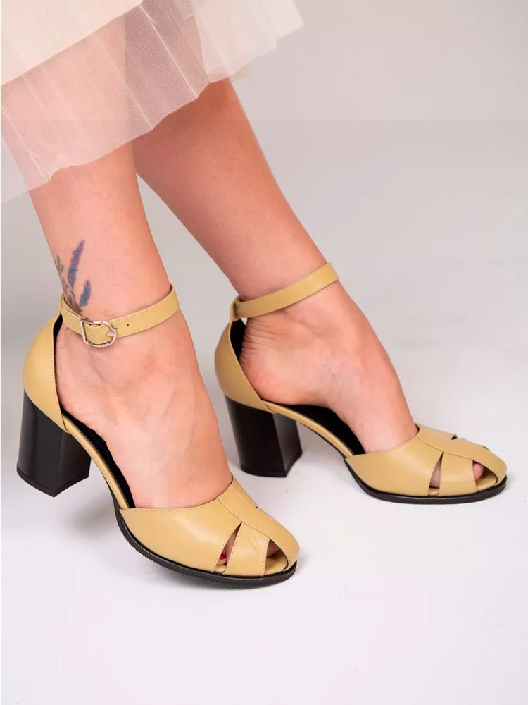 Босоножки Женский MD shoes company Толстый каблук Натуральная кожа ...