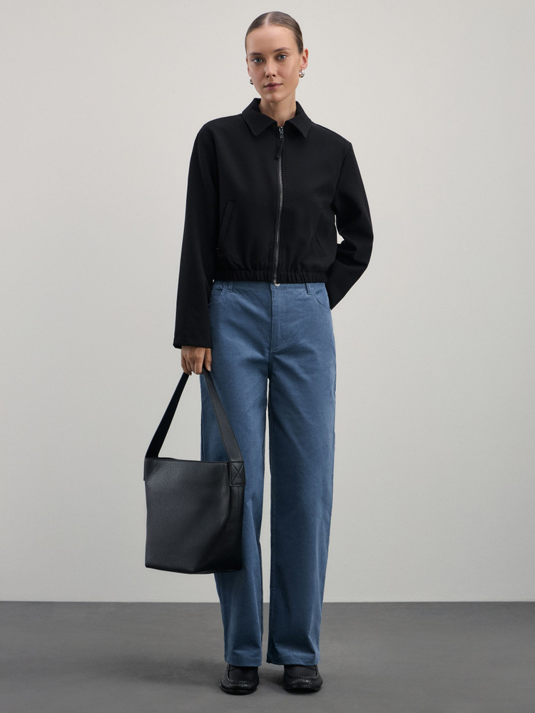 Джинсы Женский Zarina серо-голубой прямые Хлопок, Эластан, размер 46 свободный Молния Средняя ...