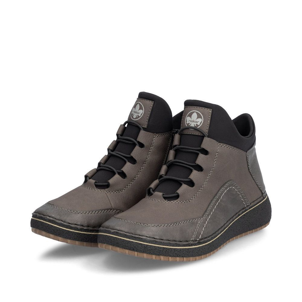 Ботинки Женский Rieker серый, размер 38 Зима G Молния Без каблука Швейцария купить c доставкой ...