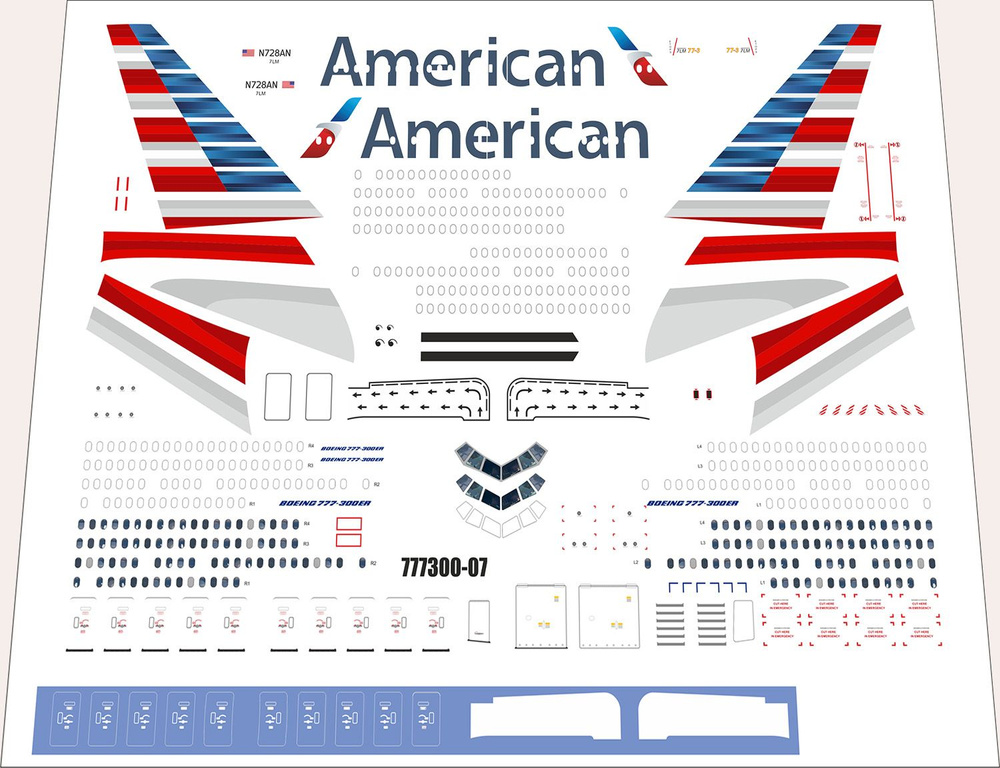 Декаль на модель "ЗВЕЗДА" 1/144 PAS-DECALS Boeing 777-300 American ...