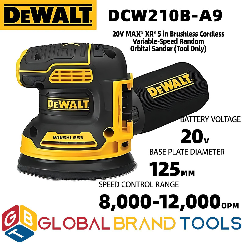 DeWalt DCW210B-A9 20V Беспроводная орбитальная шлифовальная машина ...