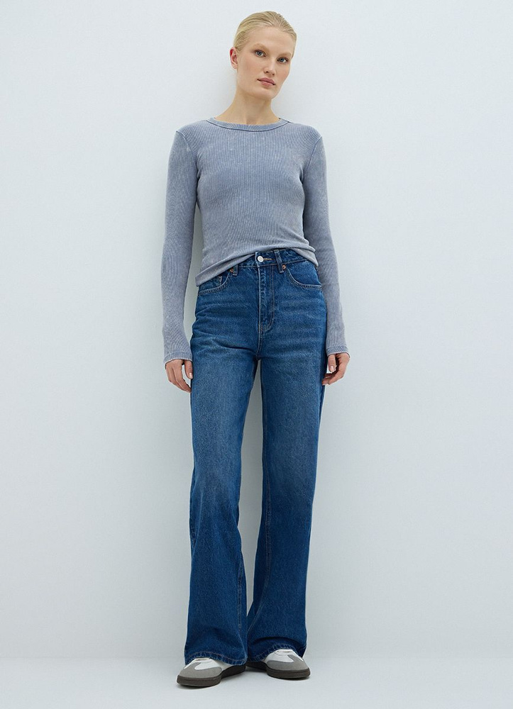 Джинсы Женский O'STIN светло-синий широкие Текстиль, размер 46 прямой Молния Средняя Карманы ...