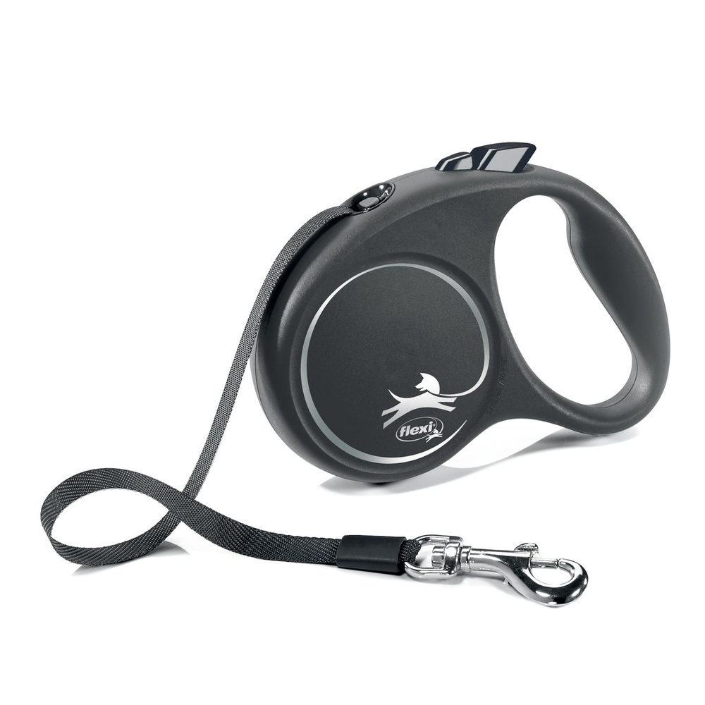 Поводок-рулетка flexi Black Design S. Лента 5 м. для собак до 15 кг ...