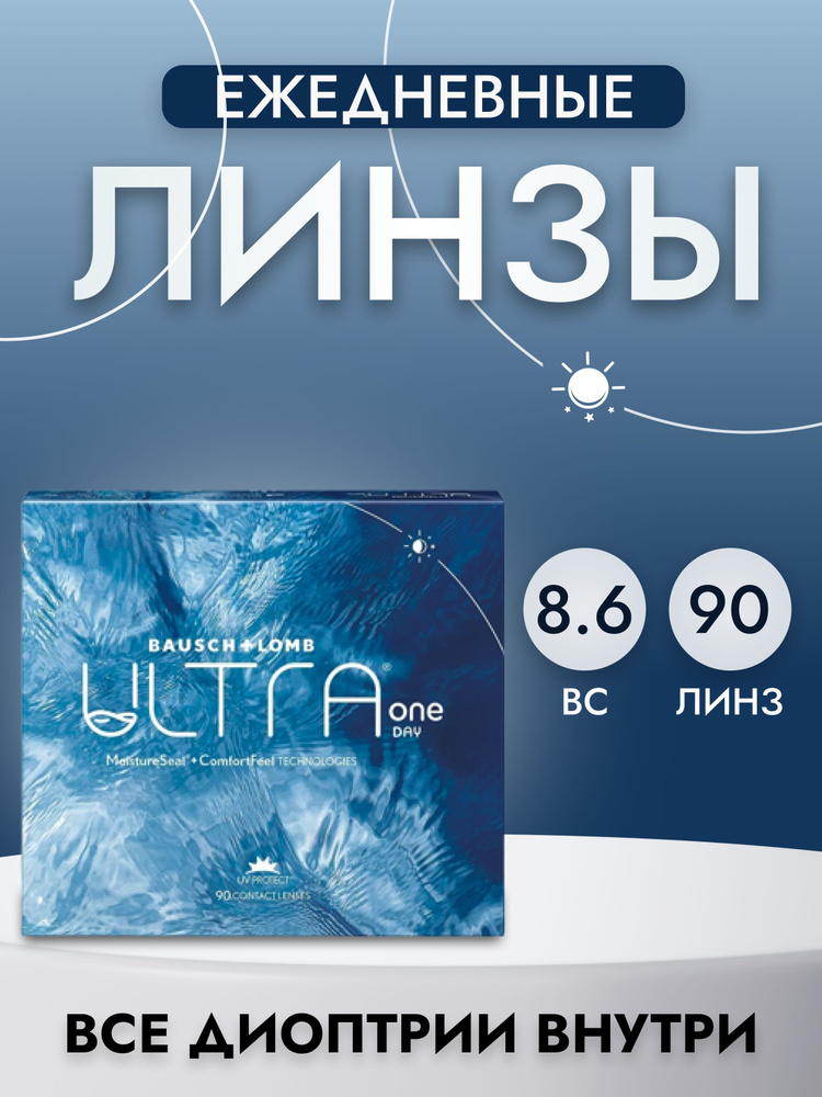 Контактные линзы однодневные Ultra One Day 90 шт -2.00 / 8.6 Bausch and ...