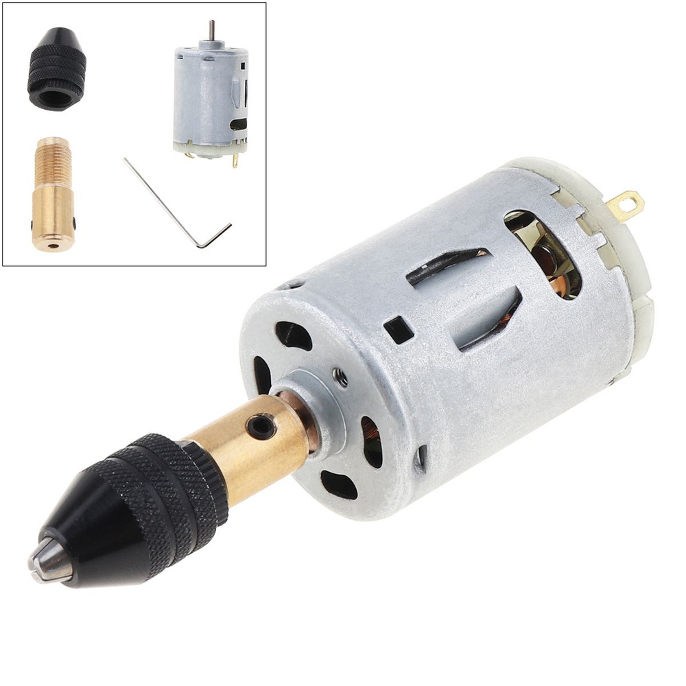 Двигатель DC 12-24 В Mini 385 с трехкулачковым патроном Втулка и ключ ...