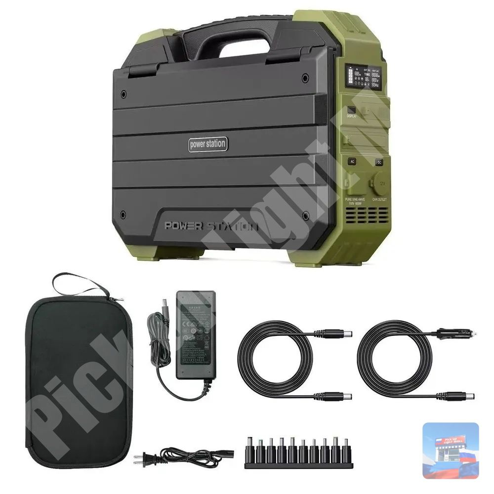 Портативная электростанция 1000W с солнечной панелью LiFePO4 614WH (192000mAh) AC/DC/USB/PD ...